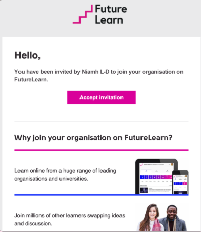 Learner invitations – FutureLearn for Business